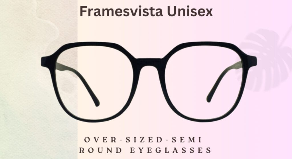 Framesvista Black Over Sized Semi Round Eyeglasses Mens Women 9807